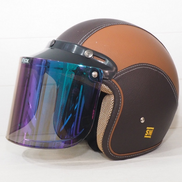 Jual HELM BOGO KULIT SINTETIS FULL COKLAT TUA MUDA | Shopee Indonesia