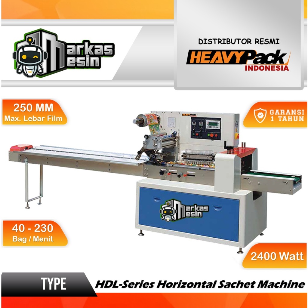 Jual Mesin Packing Otomatis Roti Wafer HEAVYPACK HDL-Series HDL-250 HDL ...