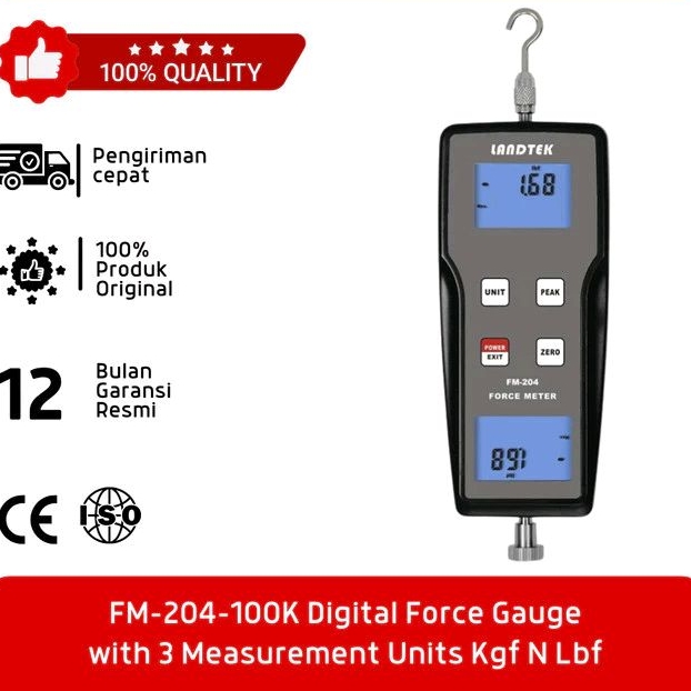Jual FM-204-100K Digital Force Gauge with 3 Measurement Units Kgf N Lbf ...