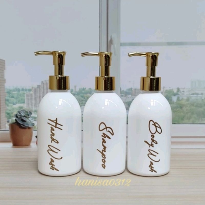 Jual Botol Pump 250ml Aesthetic Putih Tutup Luxury Gold / Botol Pump 250ml Oval Putih Tempat ...