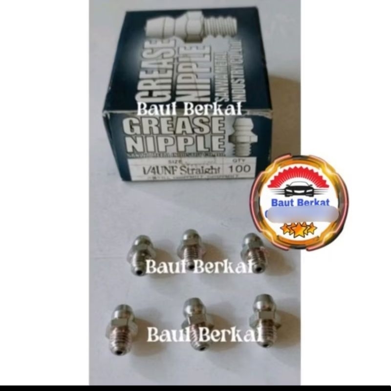 Jual grease nipple 1/4 lurus 1/4 straight nepel gemuk 1/4 straight ...