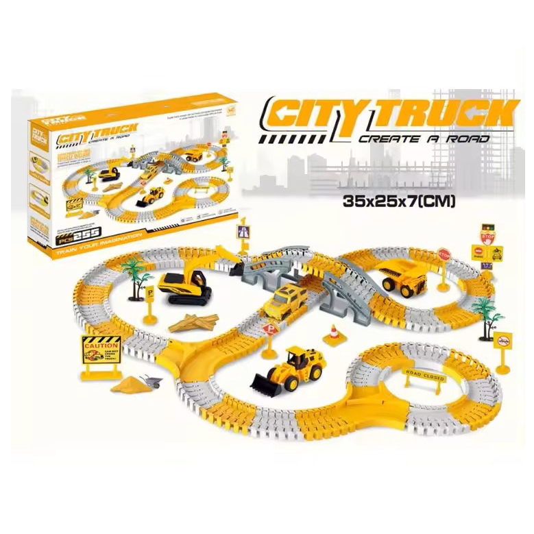 Jual Mainan Edukasi Anak CITY TRUCK Mobil Track Railcar Way Konstruksi ...