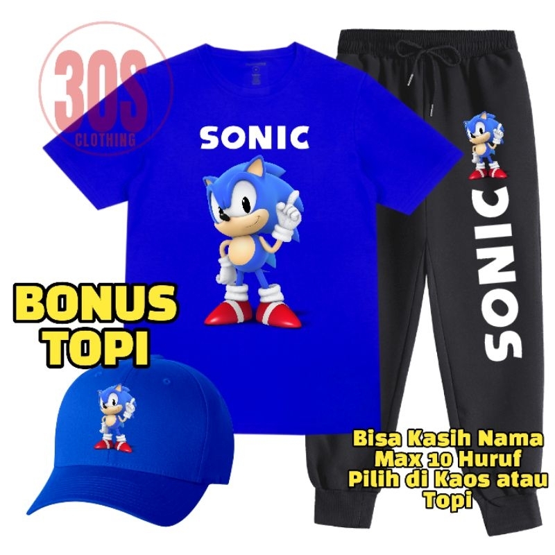 Jual Setelan Kaos Anak Laki Perempuan dan Celana jogger Motif Sonic The ...