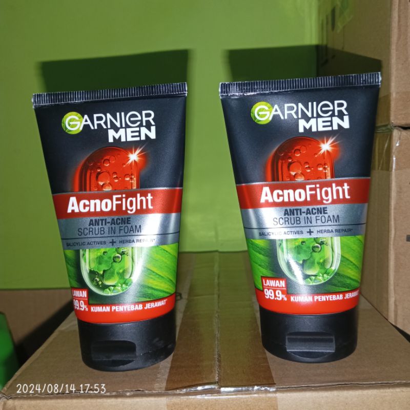 Jual Garnier Men Acno Fight Anti-Acne Scrub In Foam Skin Care - 100ml | Shopee Indonesia