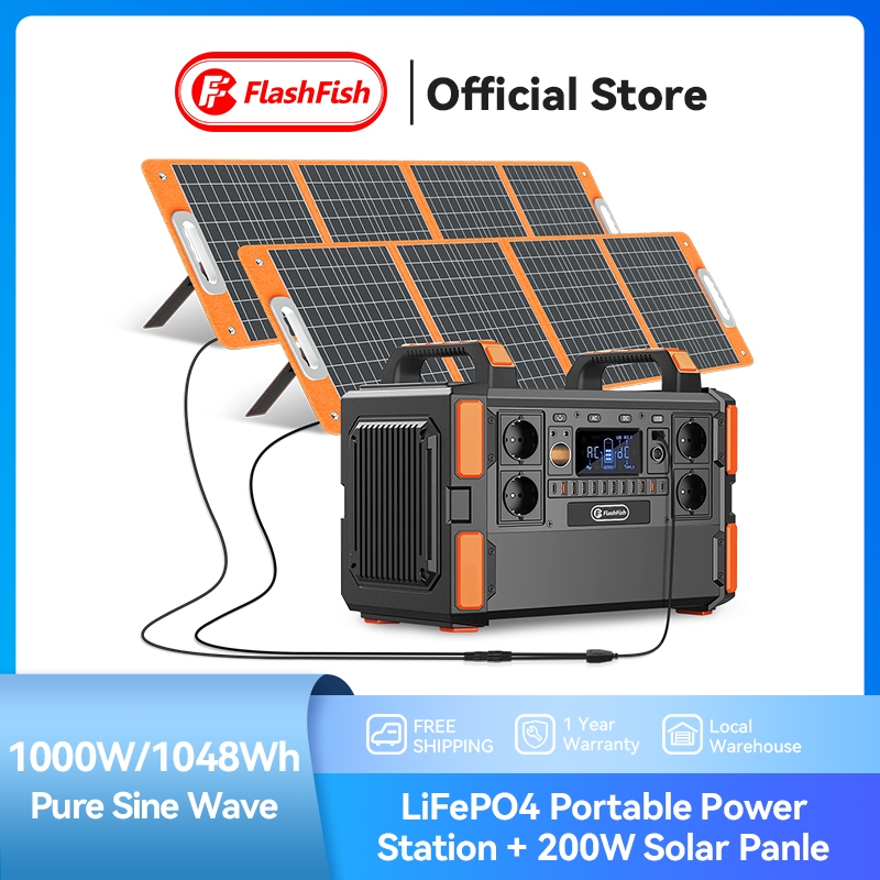 Jual 1000W 1048Wh | Flashfish Solar Genset Power Generator Portable Power Station 1000Watt Solar ...