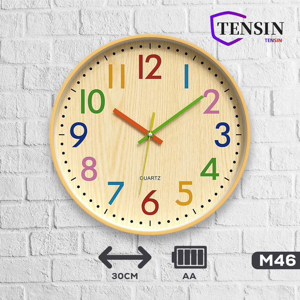 Jual TENSIN Jam dinding Motif bambu M46 / Jam dinding aesthetic 30CM ...