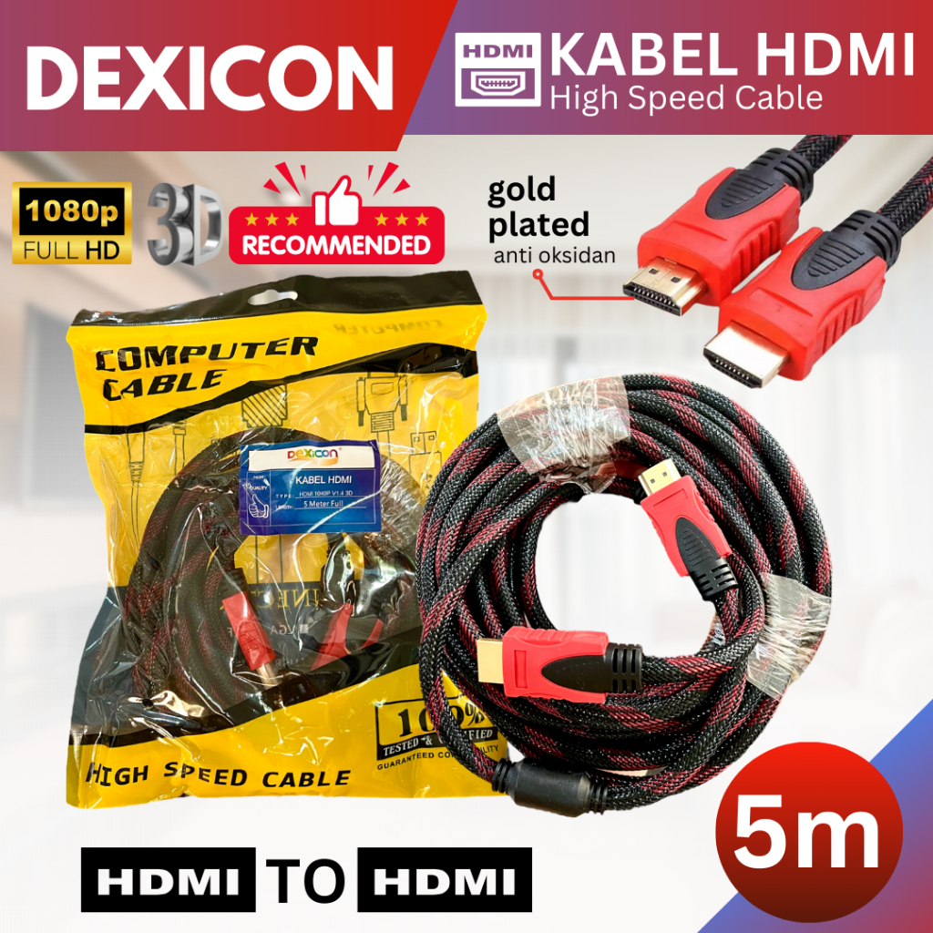 Jual KABEL HDMI TO HDMI MALE TO MALE CABLE HDMI SUPPORT 2K 4K PANJANG 5 ...