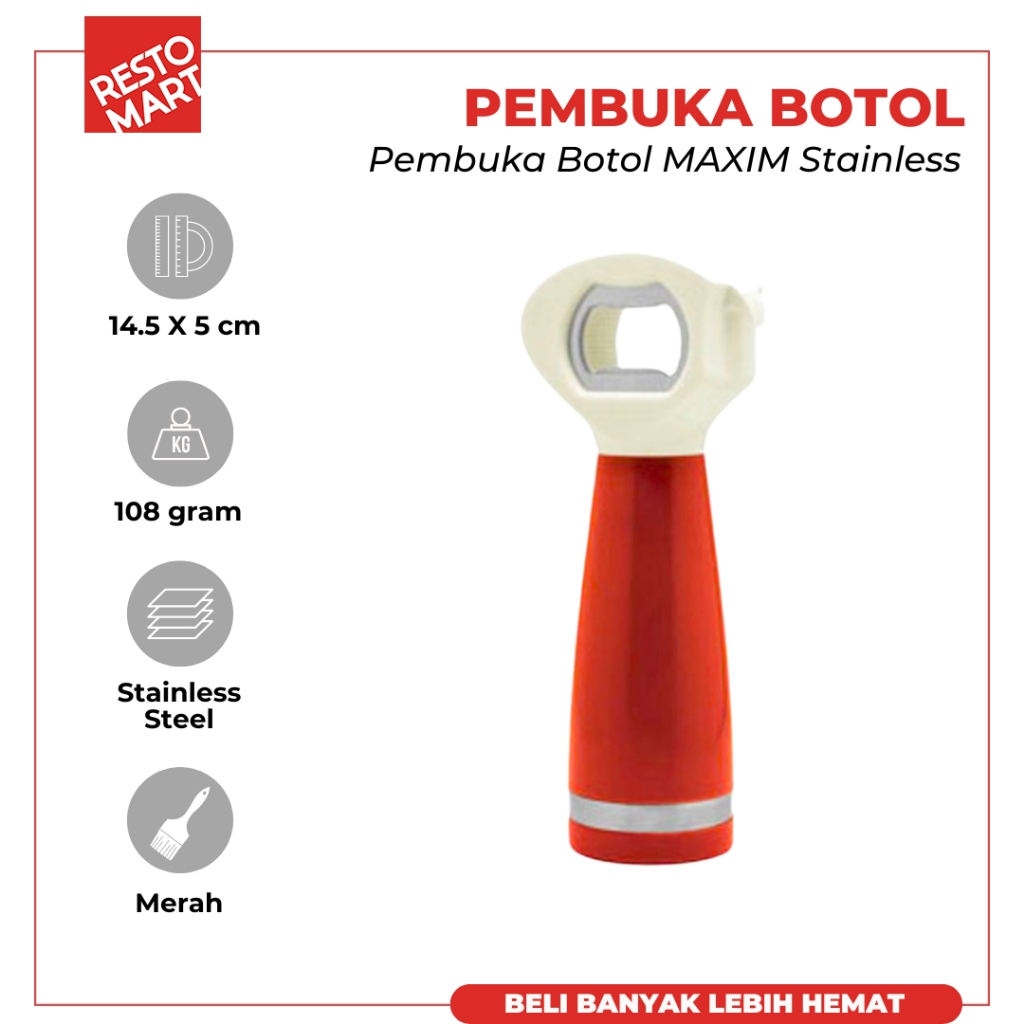 Jual Pembuka Tutup Botol/Bottle Opener Mtbtop MAXIM Stainless(1511600 ...