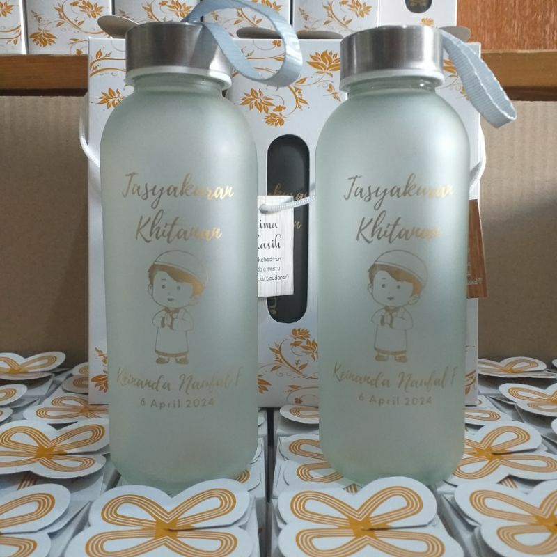 Jual souvenir botol kaca dop free custom sablon+kemas box/tumbler dop ...