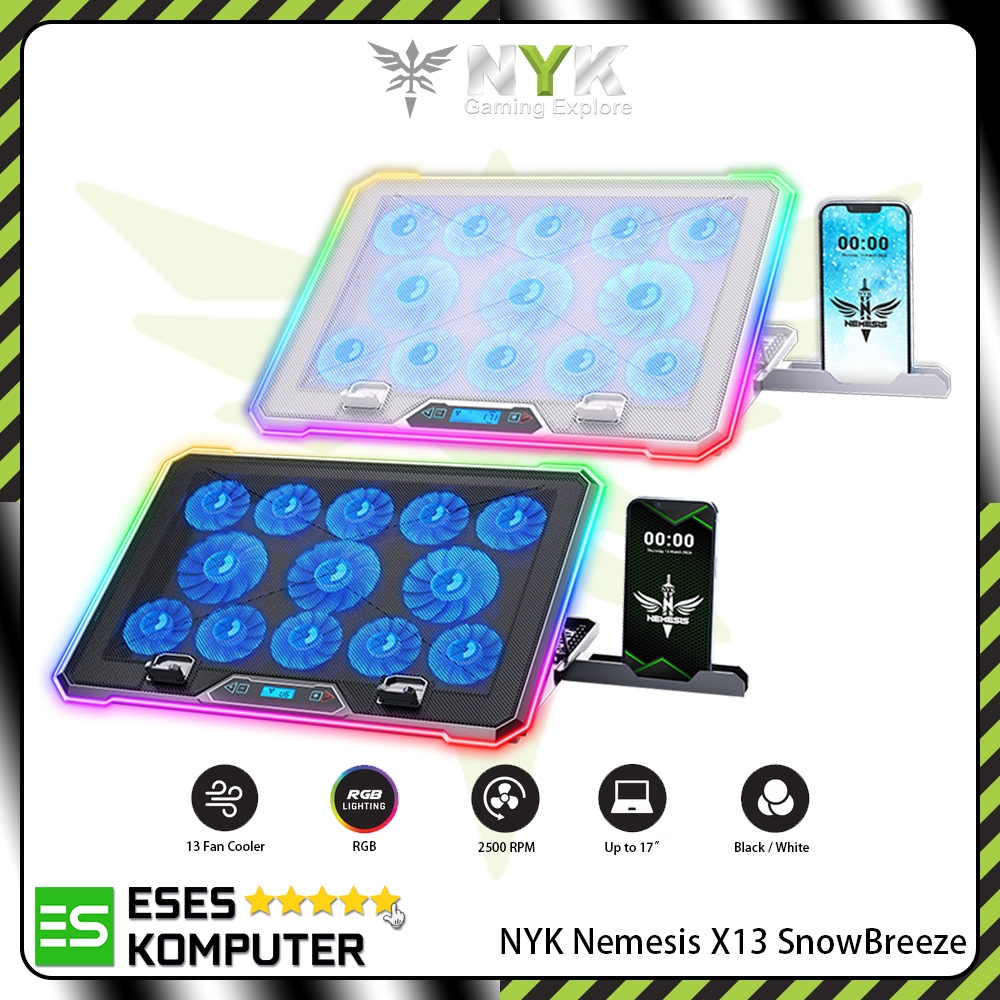 Jual Cooling Pad NYK Nemesis X13 X-13 SnowBreeze RGB | 13 Fan Notebook ...