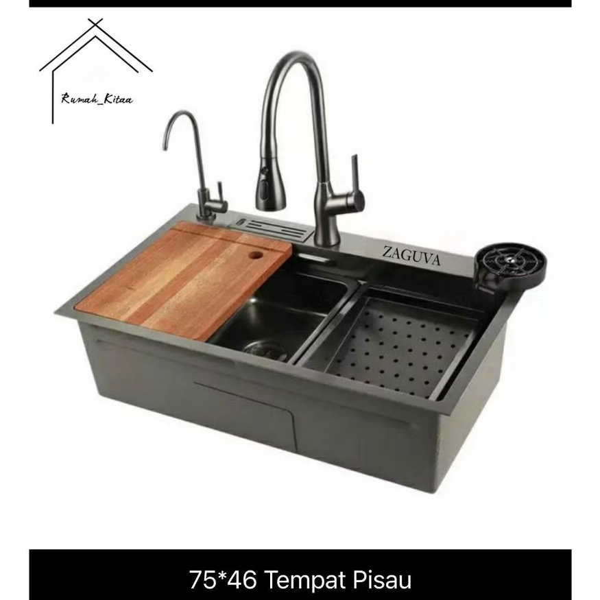 Jual Kitchen Sink ZAGUVA Stainless Steel 7546 Bak cuci piring wastafel ...