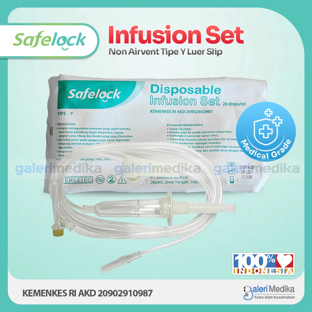 Jual Safelock Infusion Set Non Airvent Tipe Y Luer Slip (N103) - Infus Set | Shopee Indonesia