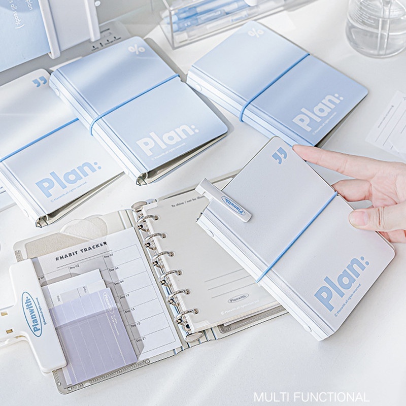 Jual Habis Kak44 Sheet A7 6 Ring Mini Notebook INS White Blue Journal ...