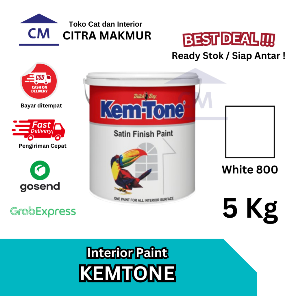 Jual Kemtone Interior 5 Kg - WHITE (KEM-TONE Cat tembok interior ...