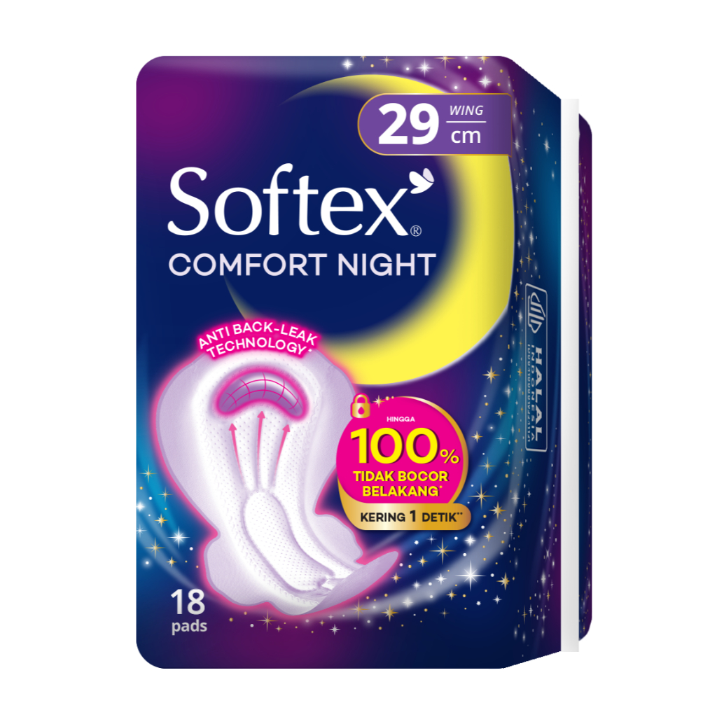 Jual Softex Comfort Night 29cm 18 pads - Pembalut Malam - Spesial Bulan Ungu | Shopee Indonesia