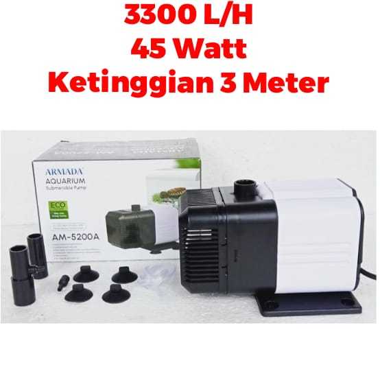 Jual ARMADA AM 5200 A Mesin Pompa Celup Filter Aquarium Aquascape Air Terjun Kolam Ikan ...