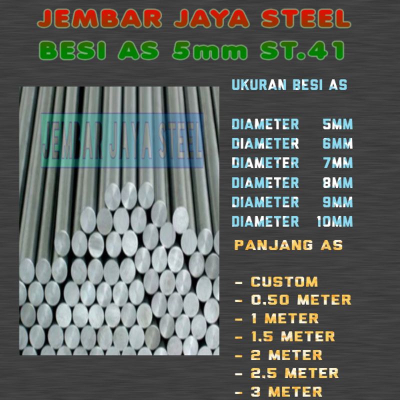 Jual Besi As ST 41 Diameter 5mm x 1 meter, Besi As, As Besi, Besi As Padat | Shopee Indonesia