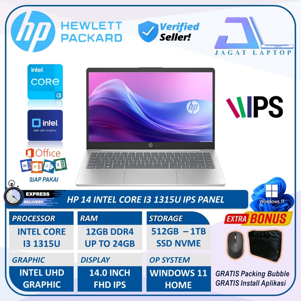 Jual Laptop Hp 14 Intel I3 1315u 24gb 1tb 14.0 FHD IPS Windows 11 Home ...