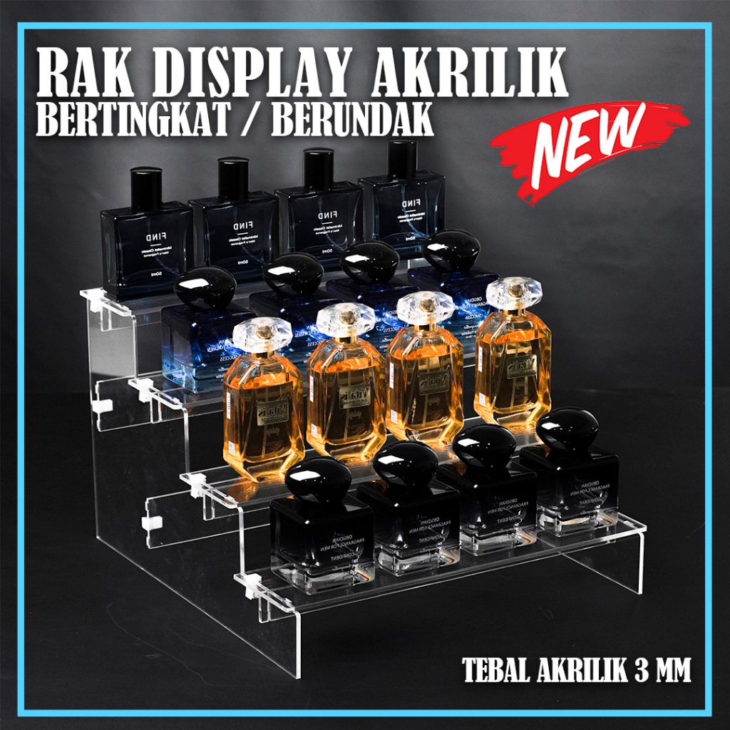 Jual Rak Display Akrilik Tangga Susun 3/4/5 Tingkat Large | Shopee ...