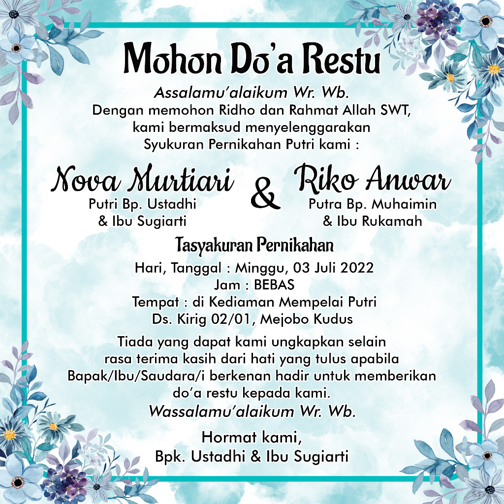 Jual Jasa Desain Samir Undangan Pernikahan atau undangan Tonjo'an ...