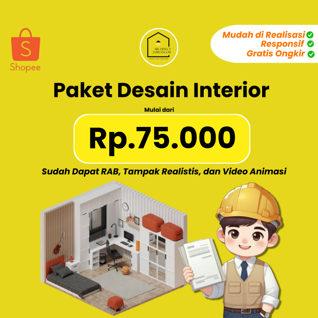 Jual Paket Desain Lengkap Interior Kamar, Studio Dsb : RAB + 3D ...
