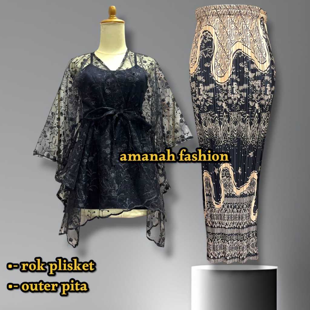 Jual Outfit Atasan Fashion Satu Set Outer brokat cape Brokat Crop ...