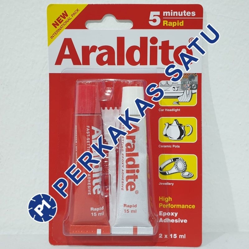 Jual LEM 5 MENIT ARALDITE MERAH RAPID 2 X 15ML RED EPOXY ADHESIVE ...