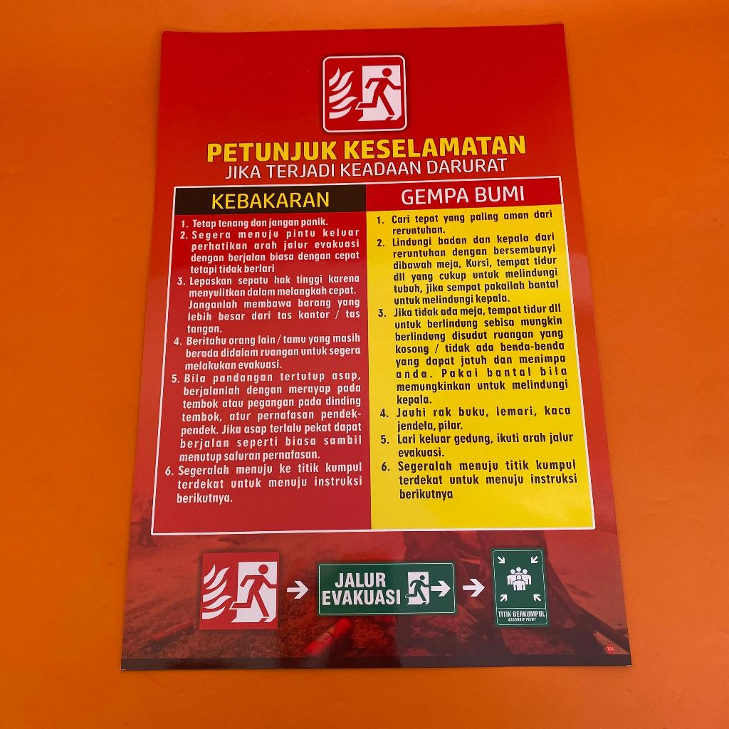 Jual Poster Pesan Keselamatan - Gempa dan Kebakaran, Poster K3, Poster ...