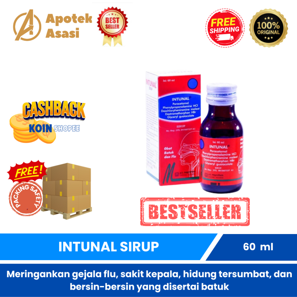 Jual INTUNAL Sirup 60 ML Obat Demam Batuk Pilek Flu Alergi Syrup ...