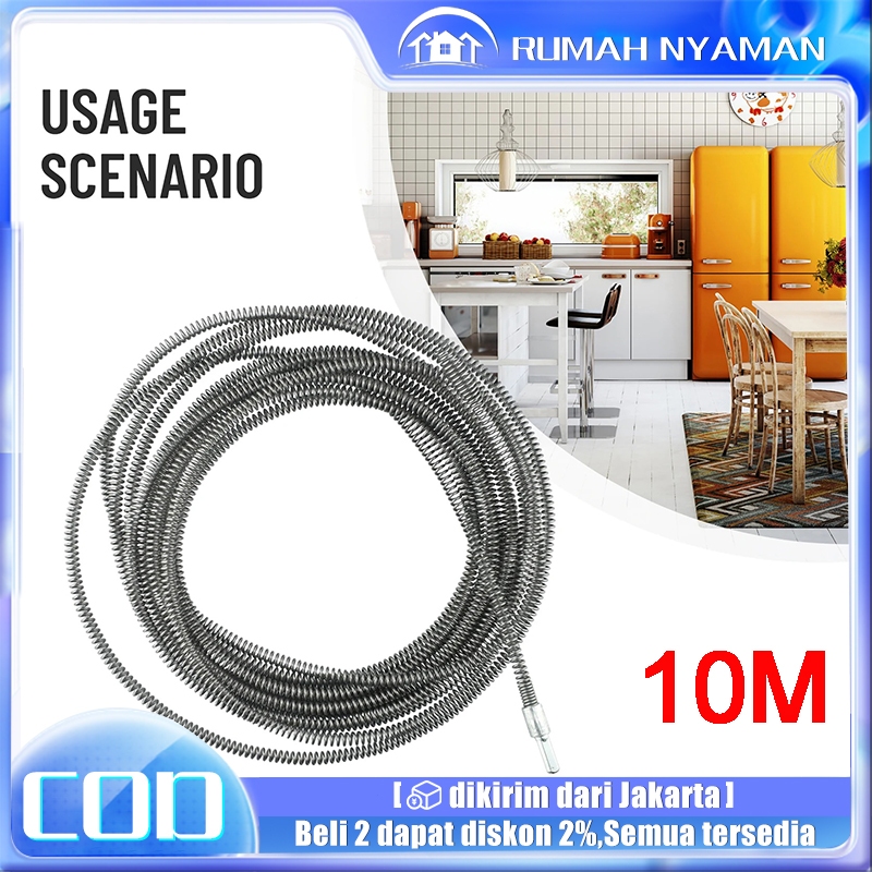 Jual Alat jepit kawat pembersih saluran mampet panjang 5 meter 10 meter Adaptor bor kawat sling ...