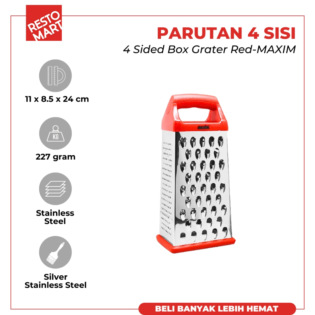 Jual Parutan 4 Sisi / Parutan Serbaguna Merah / 4 Sided Box Grater Red ...
