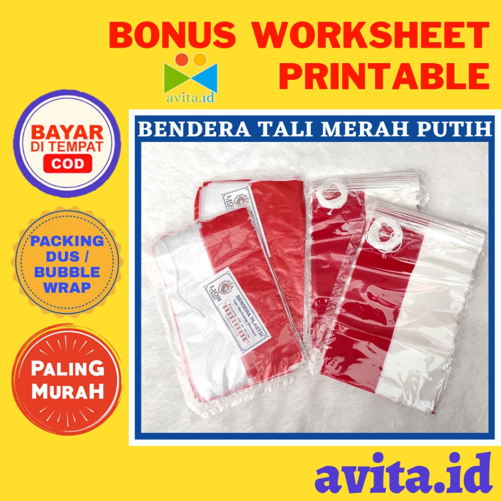 Jual avita.id [1 Plastik] Bendera Tali Merah Putih / Bendera Merah ...