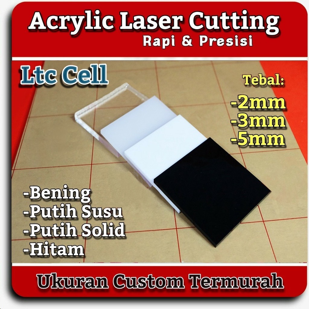 Jual Acrylic Bening - Hitam - Putih Susu - Putih Solid Akrilik Custom LASER CUTTING | Shopee ...