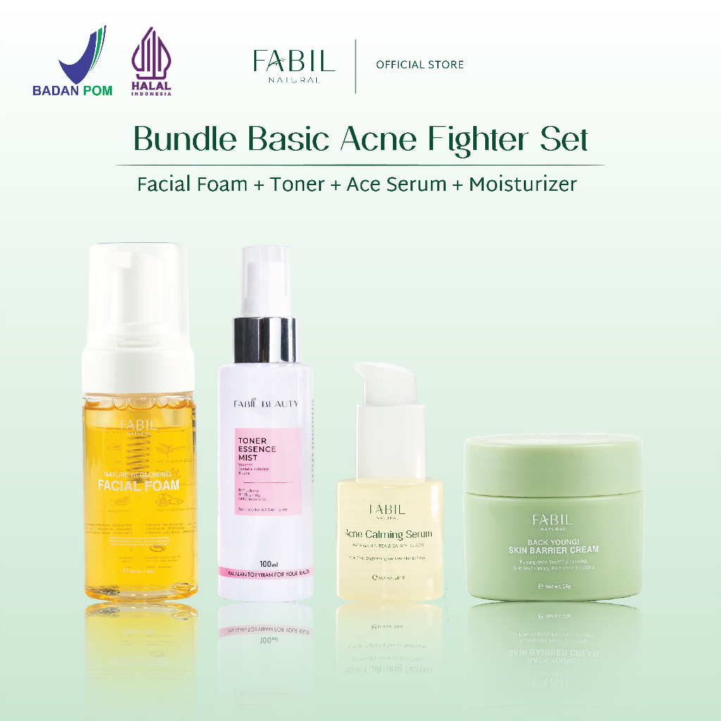 Jual [4 pcs] Fabil Bundle Basic Acne Fighter Set Facial Foam + Toner ...