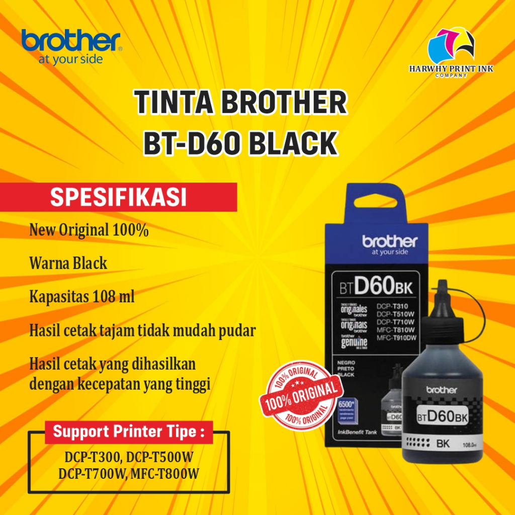 Jual TINTA BROTHER D60 BLACK ORIGINAL | Shopee Indonesia