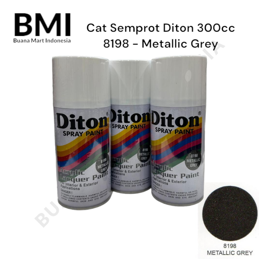 Jual Pilox DITON 300cc | 8198 Metallic Grey 300ml | Pilok Cat Semprot | Pylox Spray Paint | (1PC ...