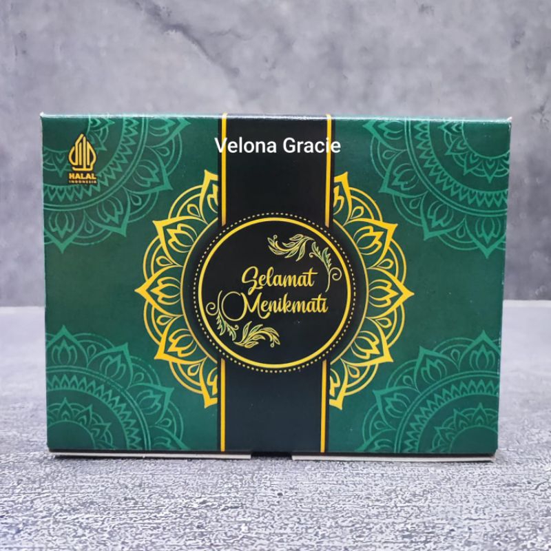 Jual Dus Snack 12x16 Signature Classic Hijau isi 50 pcs Motif Box Kue ...