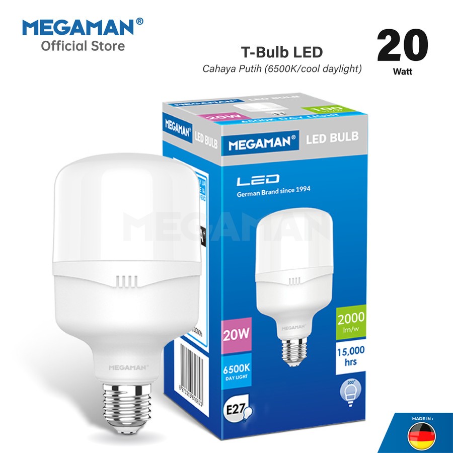Jual LAMPU LED MEGAMAN T BULB 20W BESAR YTT80Z1 20 WATT PUTIH GARANSI ...