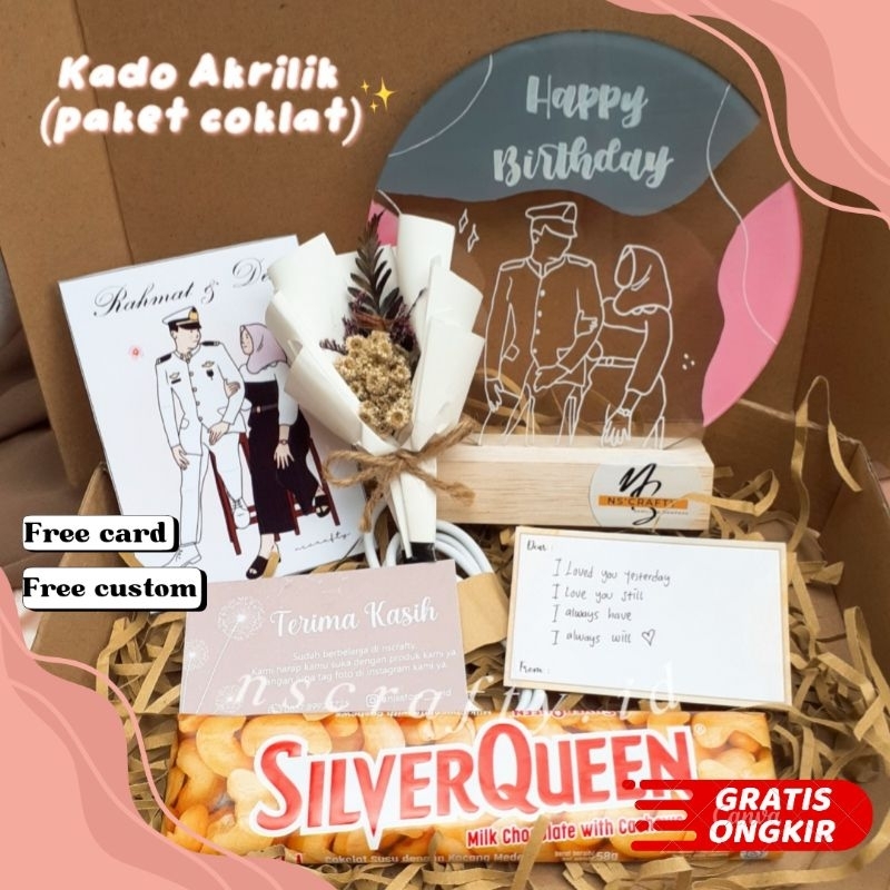 Jual NS06 - KADO AKRILIK PAKET COKLAT | KADO WISUDA | BIRTHDAY | ANNIV ...