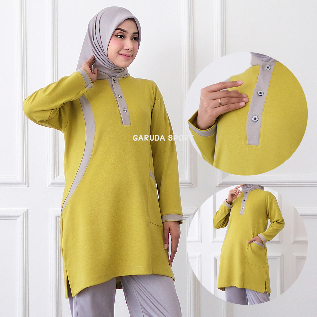 Jual Baju olahraga muslim dengan kantong / kaos tunik senam muslimah ...