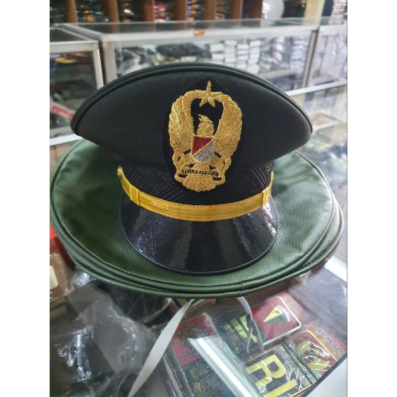 Jual Topi PDU Tni Ad Pama Hijau Dan Sarungnya | Topi PDU Hijau | Topi ...