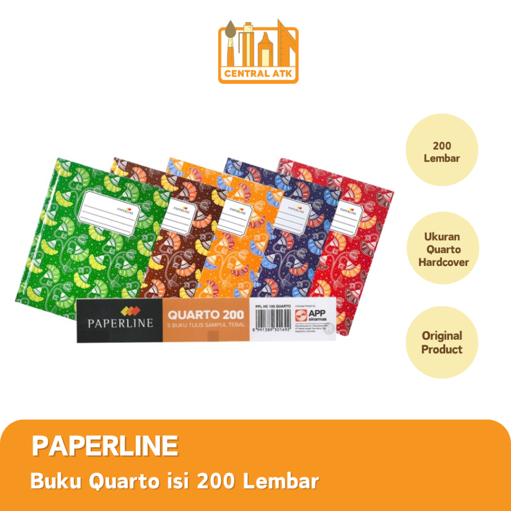 Jual BUKU TULIS KWARTO KUARTO QUARTO HARDCOVER ISI 200 LEMBAR PAPERLINE ...