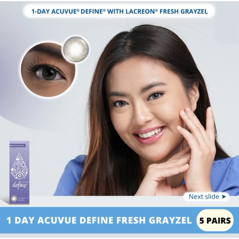 Jual Softlens Acuvue Define Fresh Grayzel 1-Day 10pcs / Softlens Warna Acuvue Harian | Shopee ...