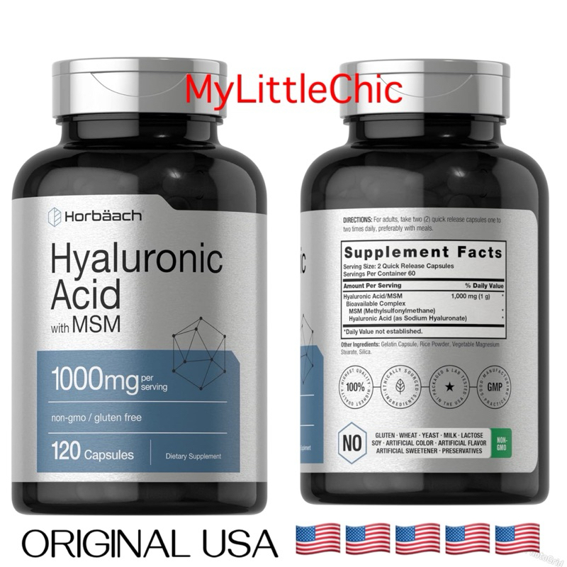 Jual Horbaach Hyaluronic Acid with MSM | 1000 mg | 120 Capsules | Non ...