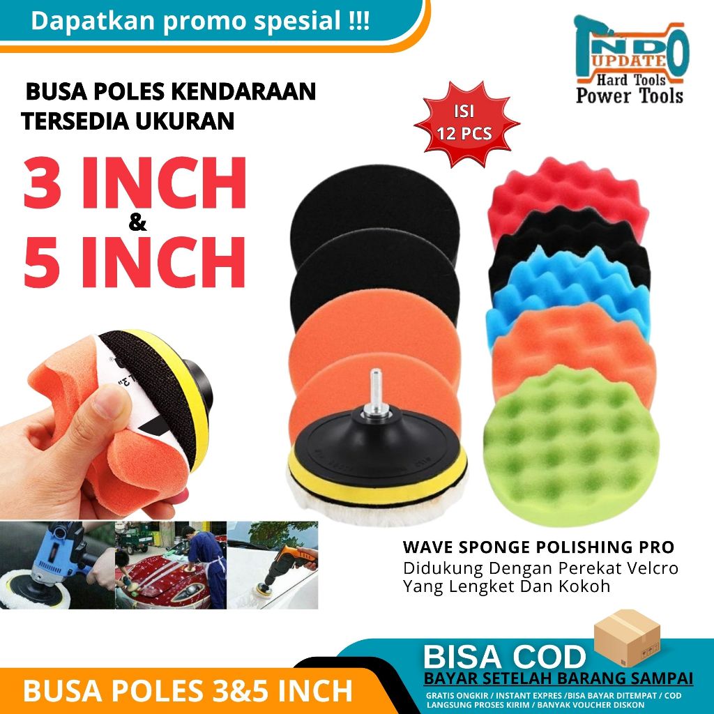 Jual Busa Alat Poles Body Motor Mobil 7/12/22 Pcs 3 & 5 Inch 80mm ...