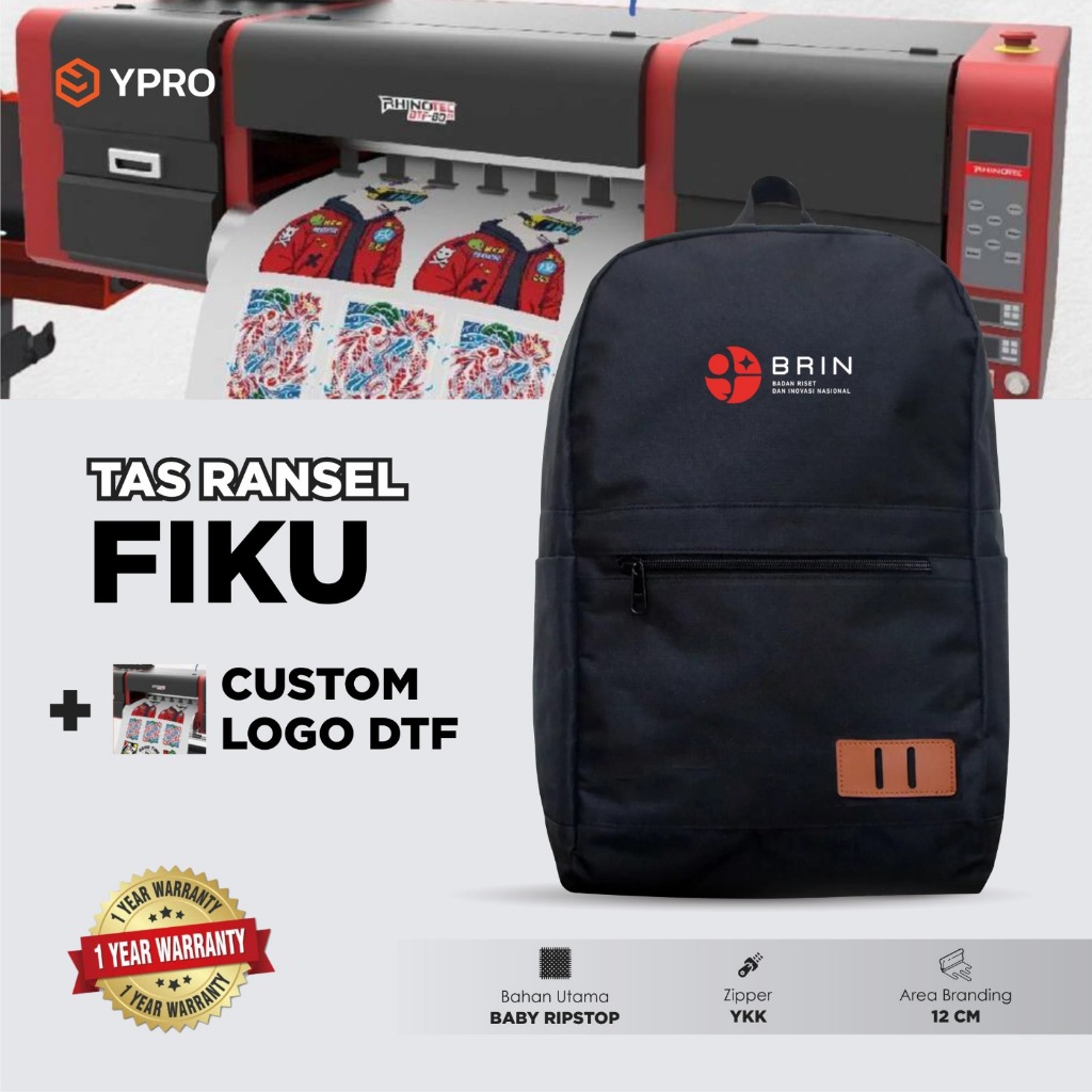 Jual Tas Ransel Fiku Custom DTF Logo | Tas Kerja | Tas Kantor | Tas ...