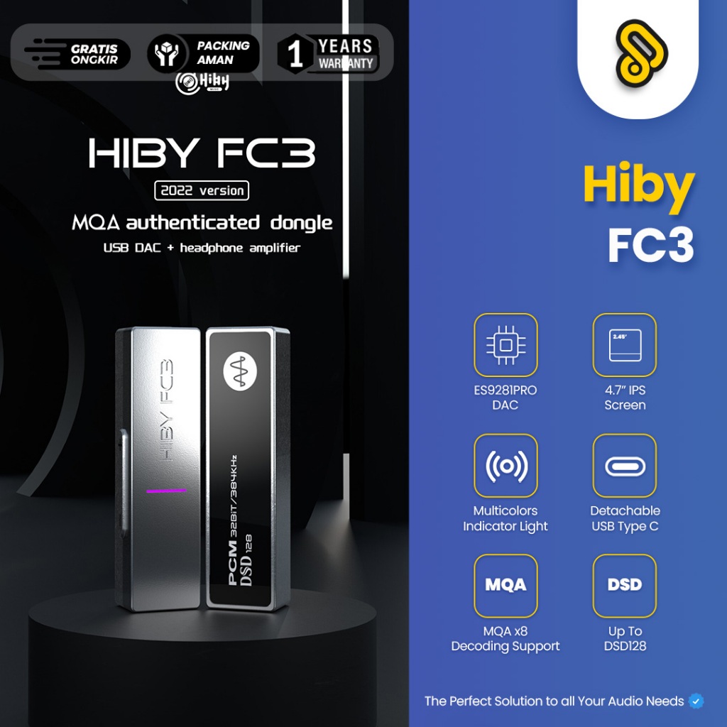 Jual HiBy FC3 Portable MQA USB DAC Headphone Amplifier | Shopee Indonesia