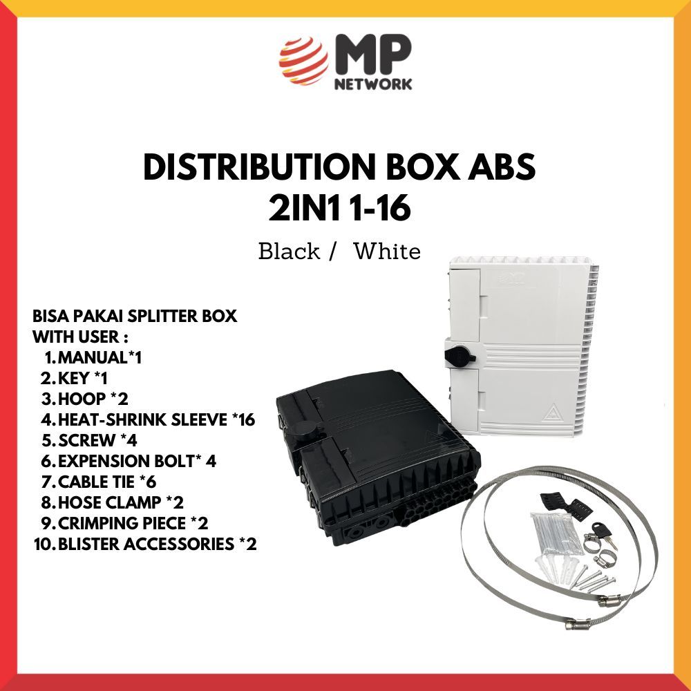 Jual ODP DISTRIBUTION BOX 2IN1F WHITE/BLACK ABS 1-16 & AKSESORIS SC/UPC ...
