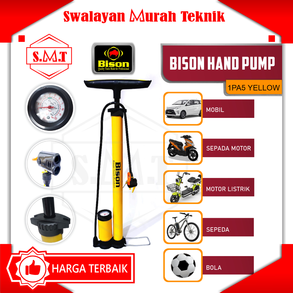 Jual BISON 1PA5 Pompa Sepeda Tabung + Meter Multifungsi 38mm x 500mm ...
