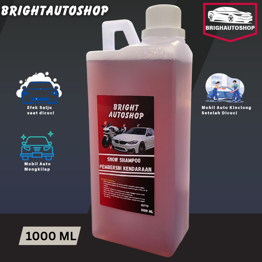Jual Shampoo Snow Wash Mobil dan Motor Bright Car Shampoo 1 liter ...